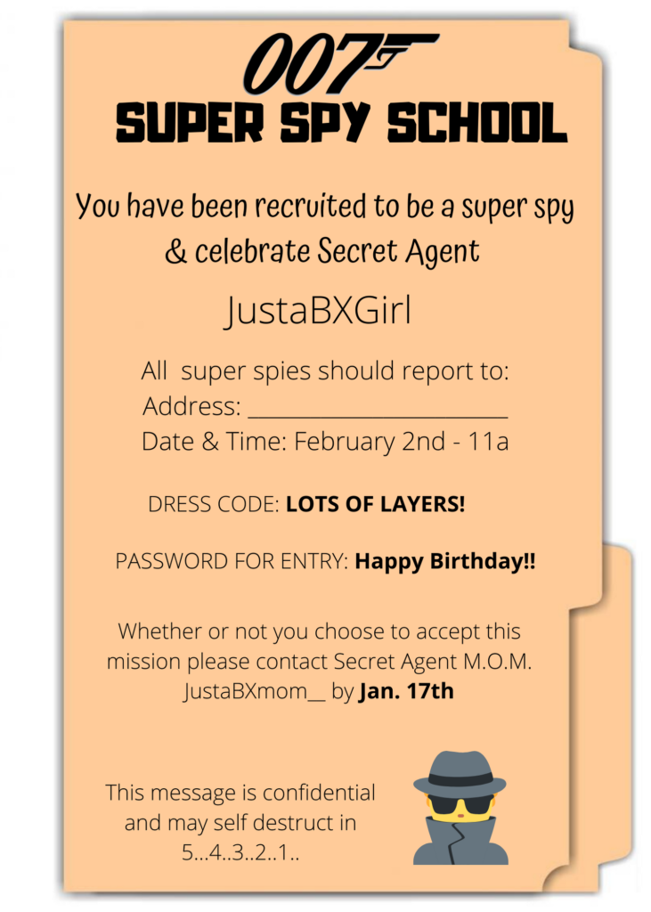 007 SUPER SPY SCHOOL BIRTHDAY PARTY PLANS – JUSTABXMOM
